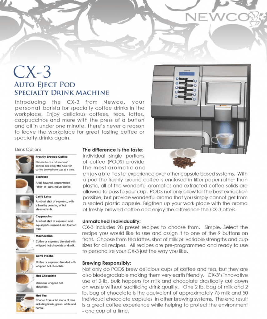 Newco - CX-3, Wolfgang Puck Pod Brewer - Quick Dispense